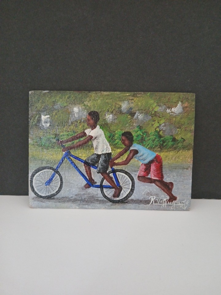 Original Haiti Painting CHILDREN PLAYING acrylic On Board By Auguste 5 ...