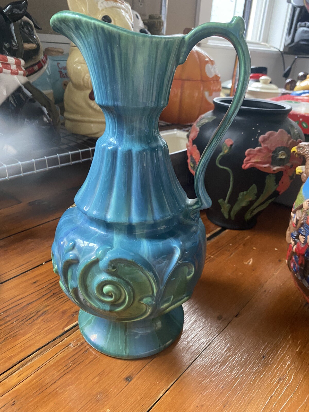 Vtg Mid Century Royal Haeger 8182 Retro Blue/Green Vase Pitcher Art ...