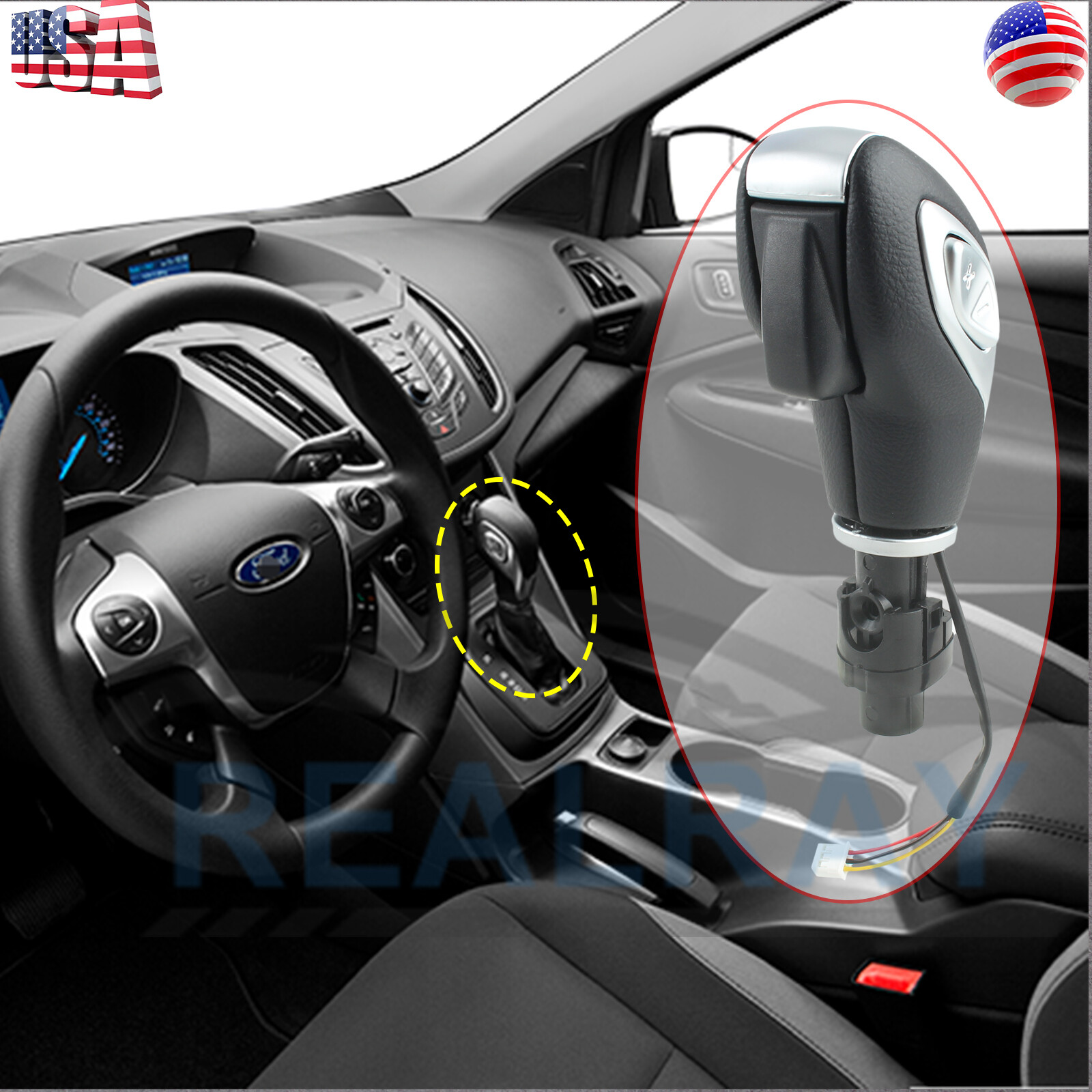 New Gear Shift Knob Shifter Lever For 2013 2014 2015 Ford Escape 1.6L 2 ...