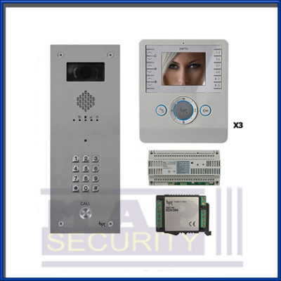 BPT - 1 WAY DOOR ENTERY INTERCOM SYSTEM WITH 3X COLOUR SCREENS & 1X ...