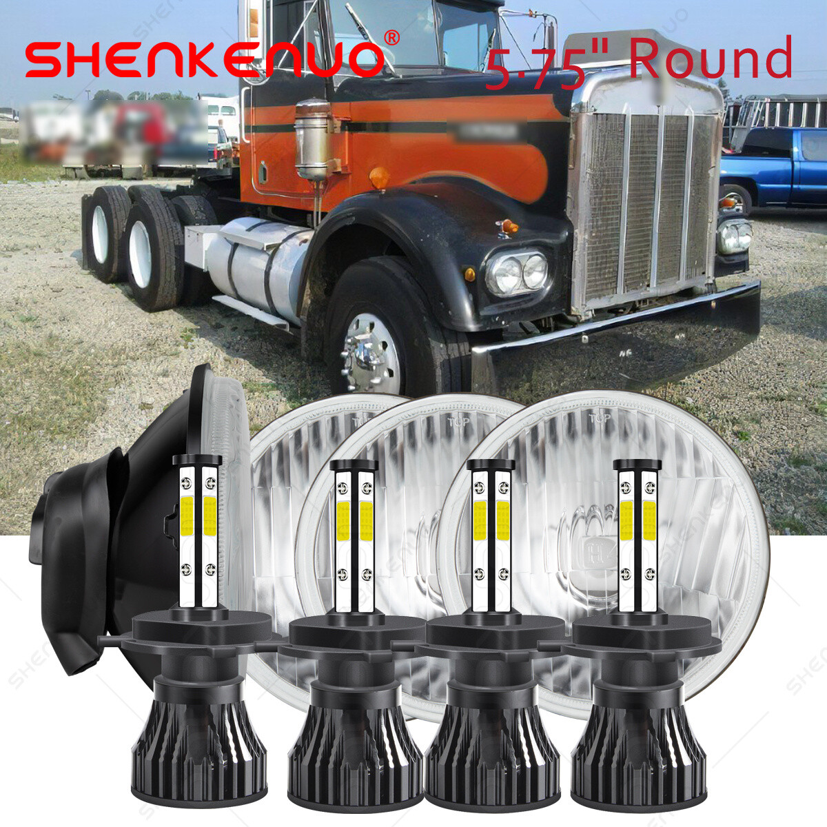 4PCS 5.75 5 3/4 Projector LED Headlights for Kenworth W-900A W900A ...
