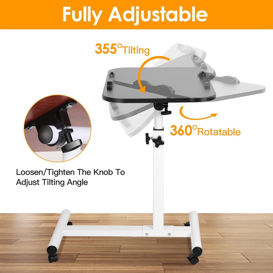 Laptop Desk Rolling Over Bed Table Sofa Office Stand Table Angle Height ...