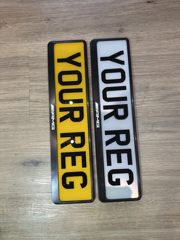 X2 Mercedes Benz AMG Number Plate Frames Surrounds Holders Authentic ...