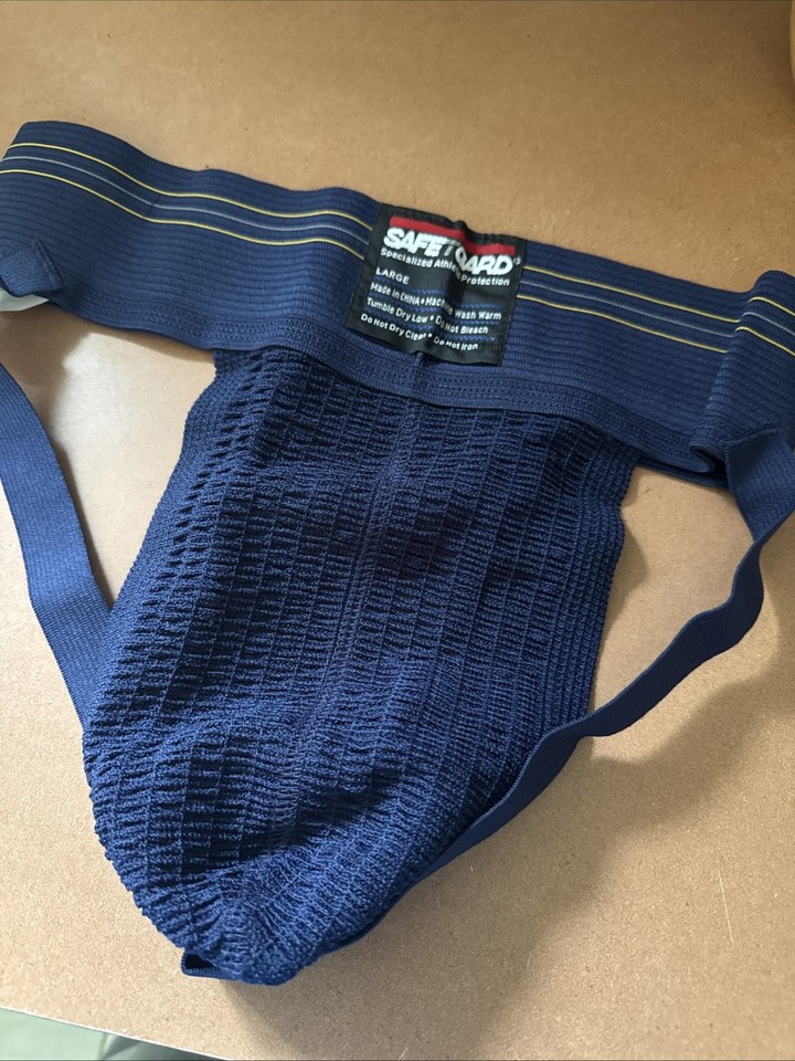 SafeTgard Men Navy athletic supporter jock strap jockstraps size L | eBay