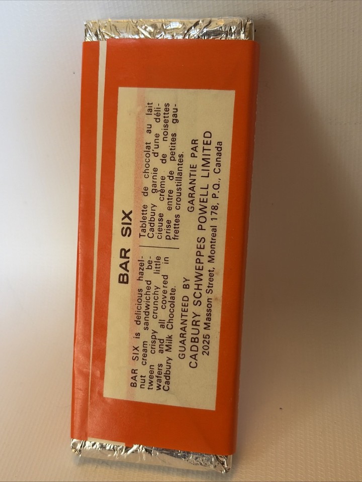 Vintage Original 1971 Cadbury’s Bar Six Canadian Chocolate Candy Bar ...