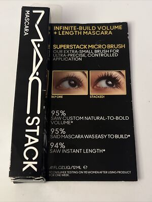 MAC Stack Mascara Superstack Micro Brush 12mL/.41oz NIB AUTHENTIC FREE ...
