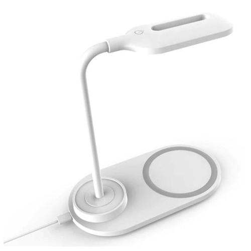 White USB Desk Lamp with Wireless Charging Pad for SmartPhone, 3 LED ...