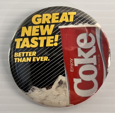 Vintage Button Pin New Coke Great New Taste! Promo 3" Soda Pop Beverage ...