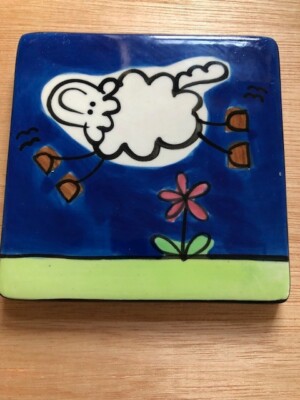 Whittard Of Chelsea 'Bouncing Pig' Sheep Thick Ceramic Coaster Tile ...