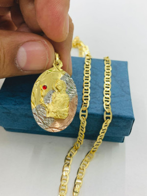 Tiny Necklace Santa Barbara in Gold Filled for Womens Mens 33x22mm ...