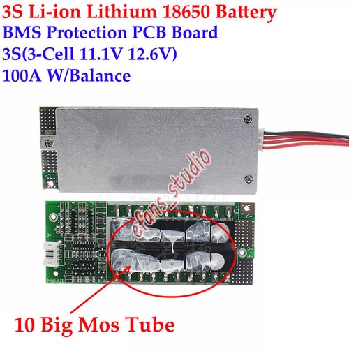 3S 100A w/Balance BMS Protection PCB Board for Li-ion Lithium 18650 ...