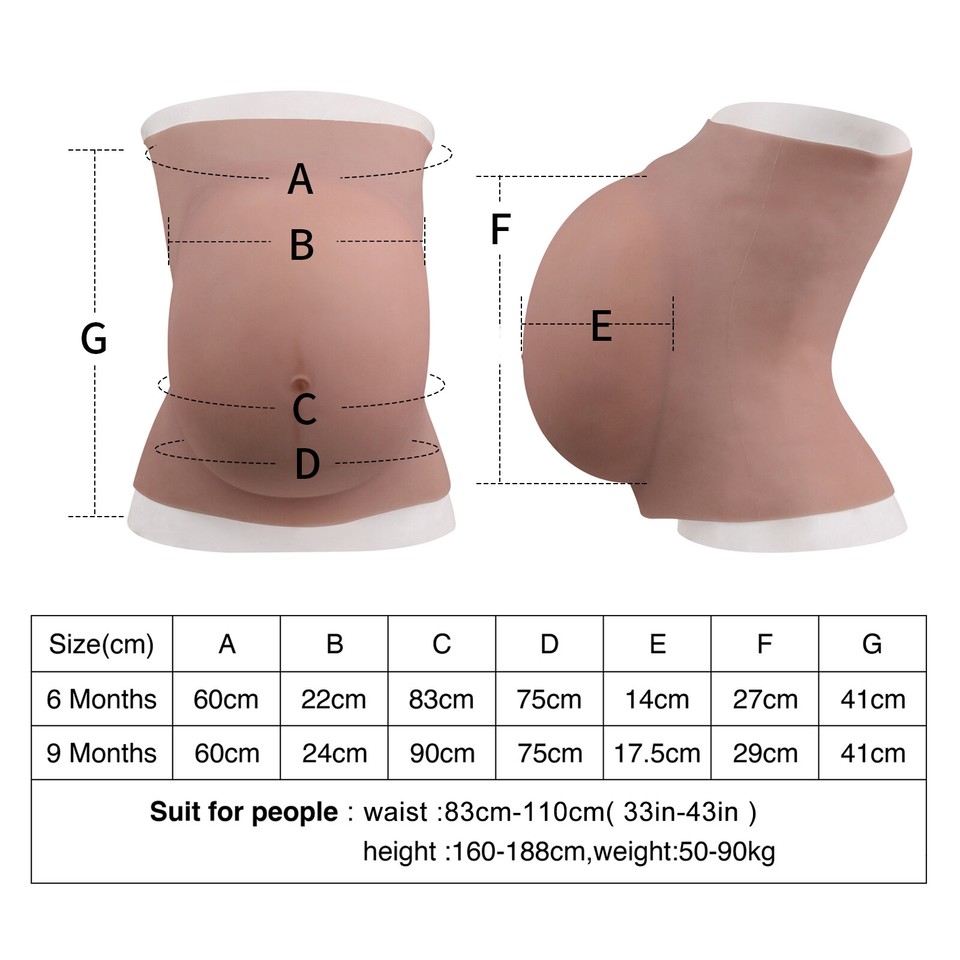 Dokier Realistic Silicone Bellies Fake Pregnant Belly Bellies 6 Months ...