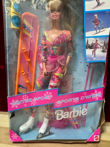 WINTER SPORT Blonde BARBIE DOLL 1994 MATTEL Skiing Snowboarding 90's ...