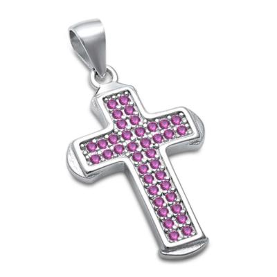 Red Ruby Cross .925 Sterling Silver Pendant | eBay