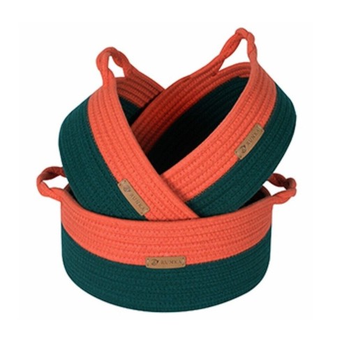 RUNKA Small Rope Basket Set of 3 Decorative Baskets Small Woven Green ...