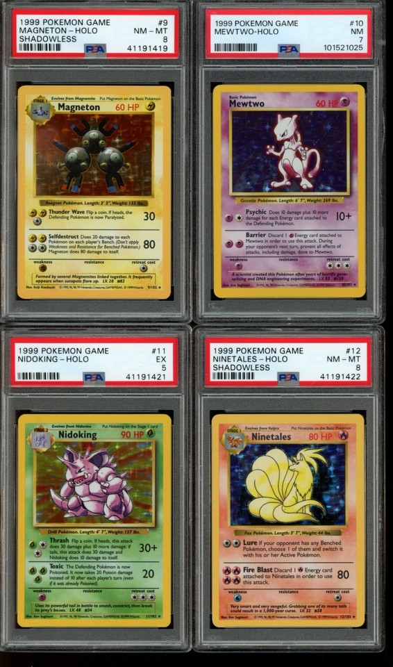 Pokemon Base Set Complete 102/102 PSA Graded Shadowless, 1st Edition ...