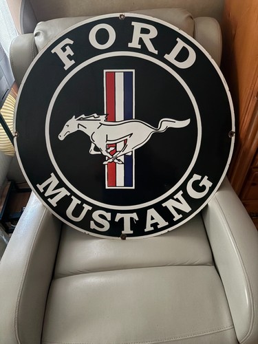 FORD MUSTANG PORCELAIN ENAMEL SIGN 30 INCHES ROUND | eBay