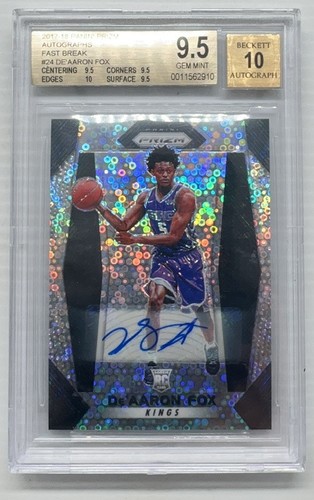2017-18 Prizm De'Aaron Fox Fast Break Prizm Rookie Auto #24 BGS 9.5/10 ...