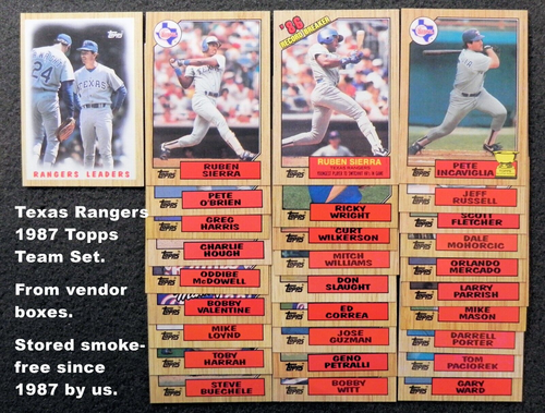 TEXAS RANGERS 1987 Topps Team Set 29-Cards from Vendor Boxes _ Smoke ...