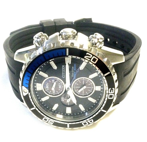 CITIZEN PROMASTER ECO-DRIVE DIVER WATCH Black Chronograph Dial w/ Scuba ...