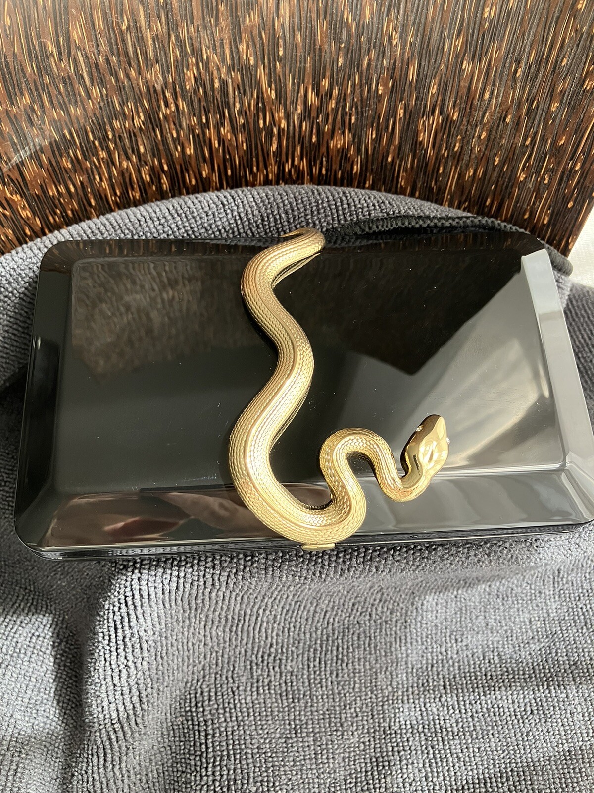 KILIAN Empty CLUTCH / CASE BLACK ENAMEL WITH GOLD SNAKE (GOOD GIRL GONE ...