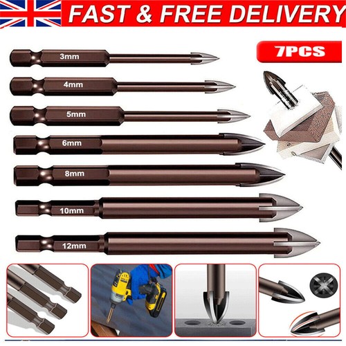 7Pcs Multi-Material Tile Drill Bits for Glass Porcelain Ceramic Granite ...