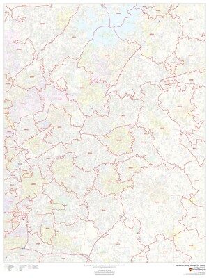 Gwinnett County, Georgia ZIP Codes Laminated Wall Map (MSH) | eBay