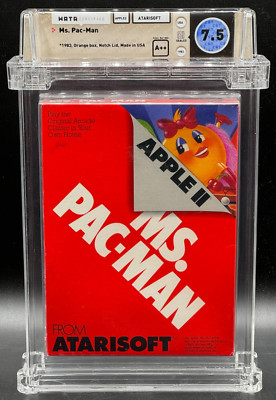 Ms Pac-Man Apple II 2 Computer Atarisoft Orange Box Sealed New WATA 7.5 ...