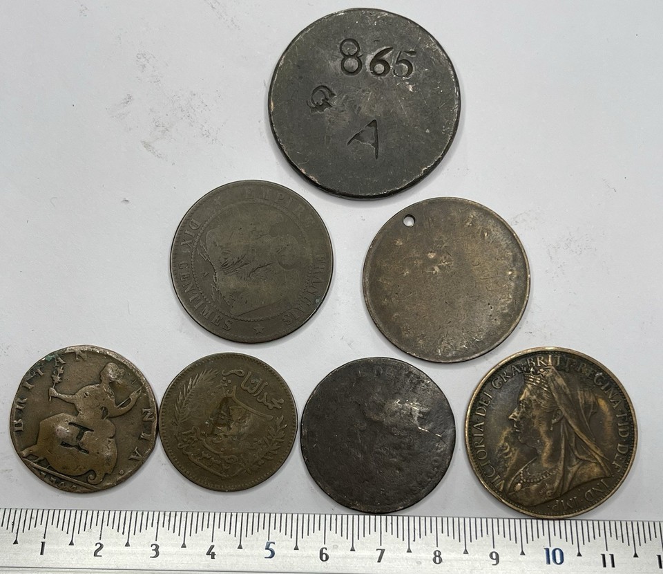 7 X VARIOUS COUNTERSTAMPED COINS TOKENS INCLUDING PEARS SOAP , B’HAM ...