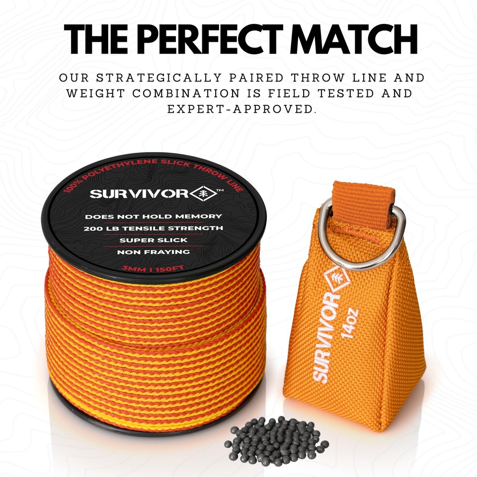 Arborist Throw Line Kit - Includes 14 OZ Throw Weight, 200 LB Throw ...