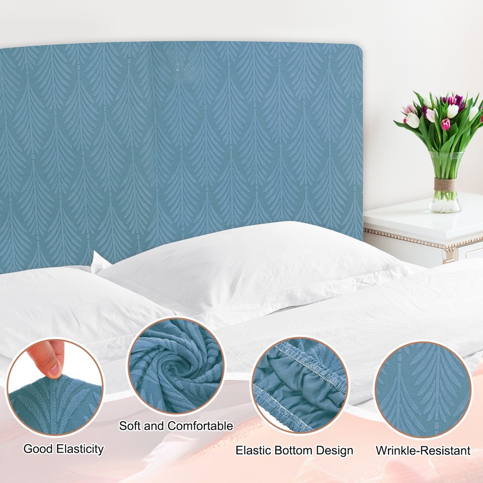 Bed Headboard Slipcover, 59" Jacquard Stretch Protector Covers, Blue | eBay