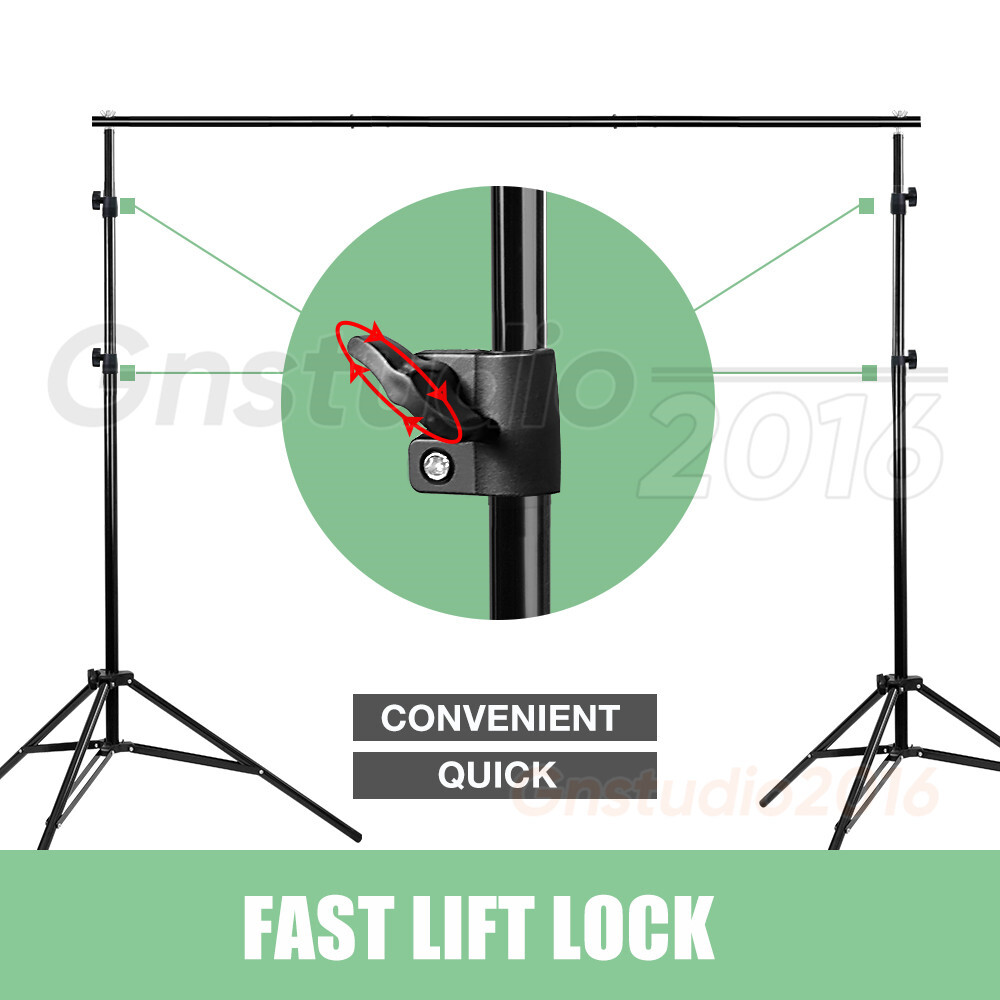 2MX3M Photo Backdrop Stand Kit White Screen Black Background Support ...