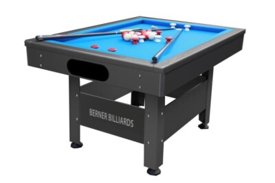 OUTDOOR/WEATHER PROOF RECTANGULAR BUMPER POOL TABLE IN BLACK BY BERNER ...
