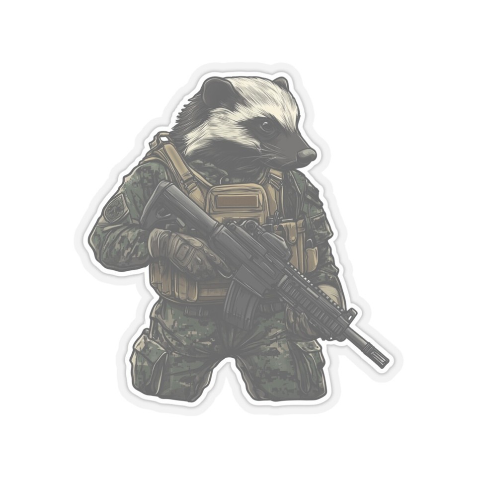 Military Sticker Tactical Operator SPECOPS Soldier Honey Badger Holding ...