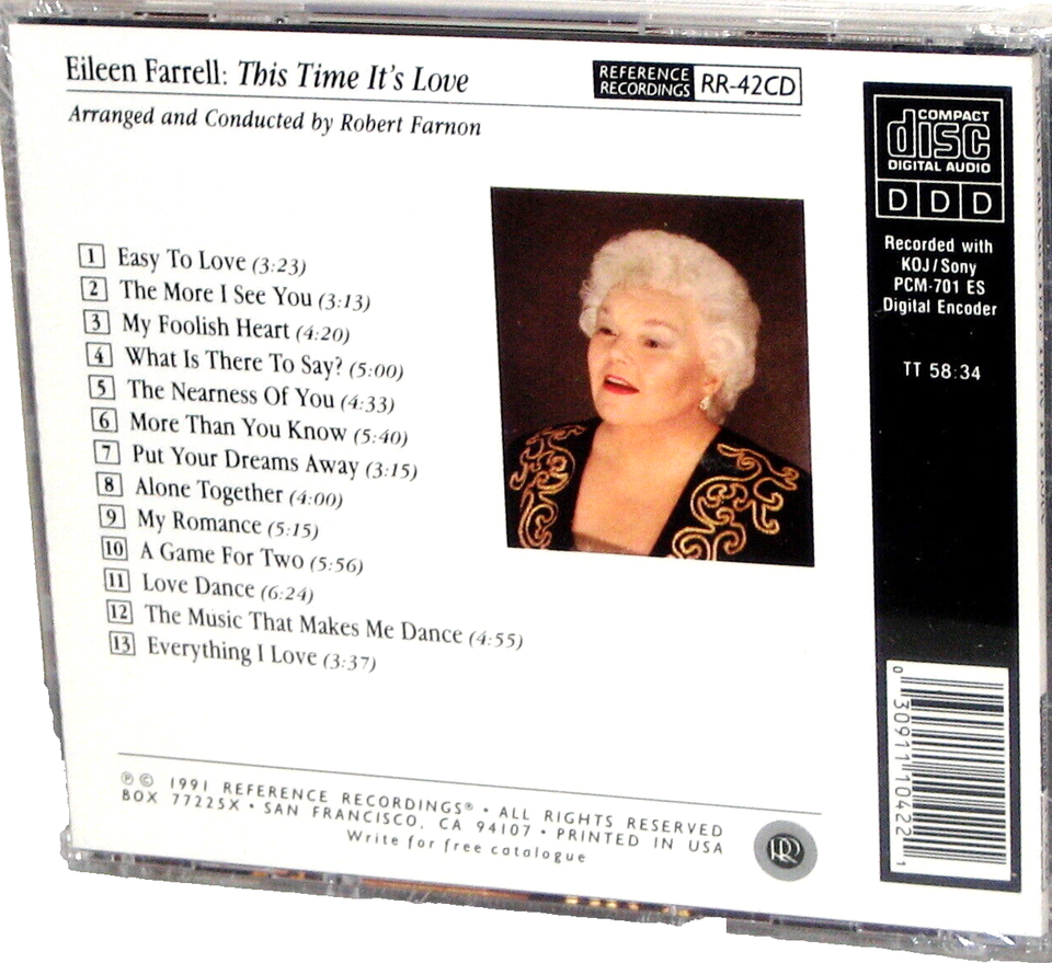 Reference Recordings CD RR-42: Eileen Farrell, This Time It's Love ...