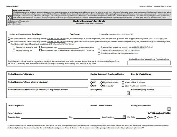 Dot Form Mcsa 5876 Printable - Printable Forms Free Online