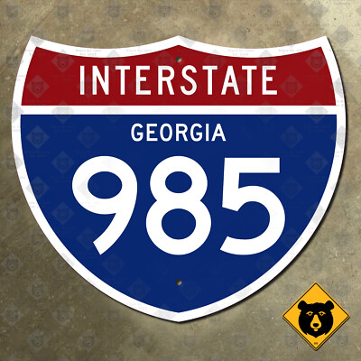 Georgia Interstate 985 route highway road sign Gainesville Suwanee 1961 ...