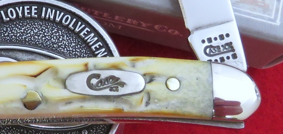 Case XX Toothpick Knife 2000 SFO Great Burnt Worm Groove Natural Bone ...