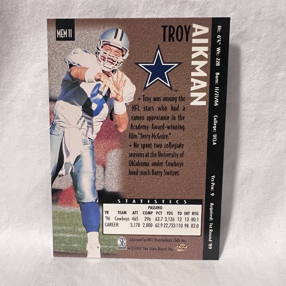 1997 Pro Line II Memorabilia - Signature Series Troy Aikman #MEM11 | eBay