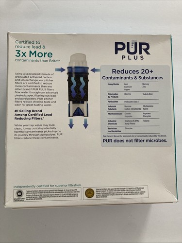 PUR Plus Water Pitcher Filter Lead Reduction 3 Pack PPF951K Genuine ...