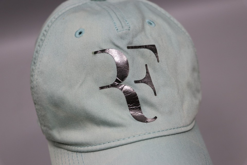 RF ROGER FEDERER Nike Dri-FIT Tennis Used Mint Cotton Cap Grey RF Logo ...