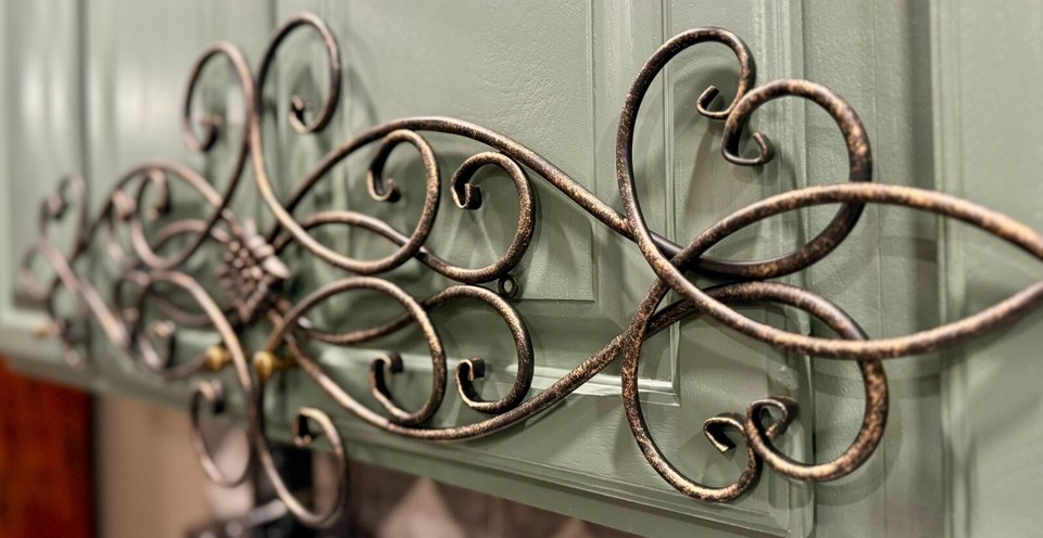 Brown Metal Farmhouse Pediment Scroll Hanging Wall Art Pediment ...