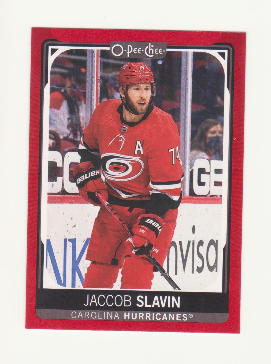 2021-22 O-Pee-Chee Jaccob Slavin Red Border Parallel Card # 453 (21-22 ...