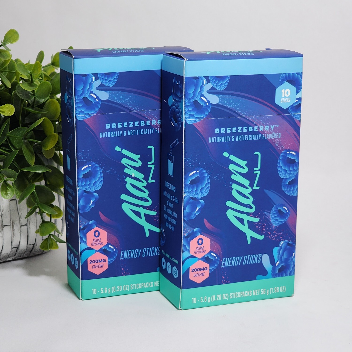 Alani Breezeberry Energy Powder Sticks 10 x 0.20 oz - Lot of 2 Boxes ...