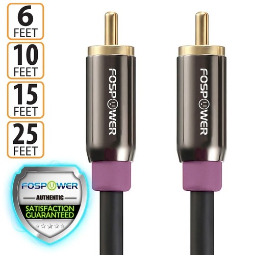 FosPower RCA Male Dual Layer Gold Plated Subwoofer Audio Cable Cord ...