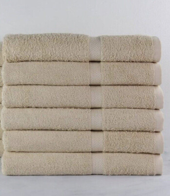 Bath Towels 6 Pack "27x54" XL Cream Ivory Light Cotton Towel Set Bath ...