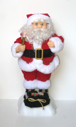 Vintage Telco Creations Lighted Animated Santa Claus w/Candle, Bag of ...