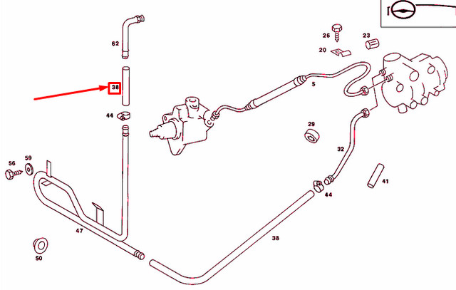 Mercedes-Benz SL R107 Steering Hose LHD A0009974752 OEM for sale online ...