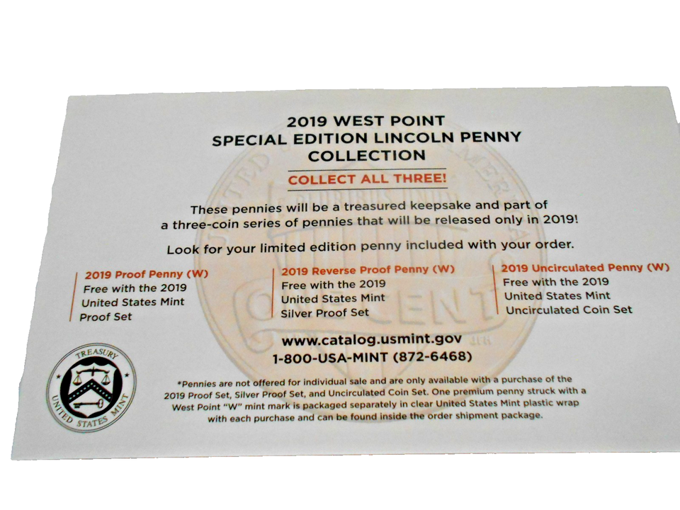 2019 W West Point Special Edition Uncirculated UNC Lincoln Shield Cent ...