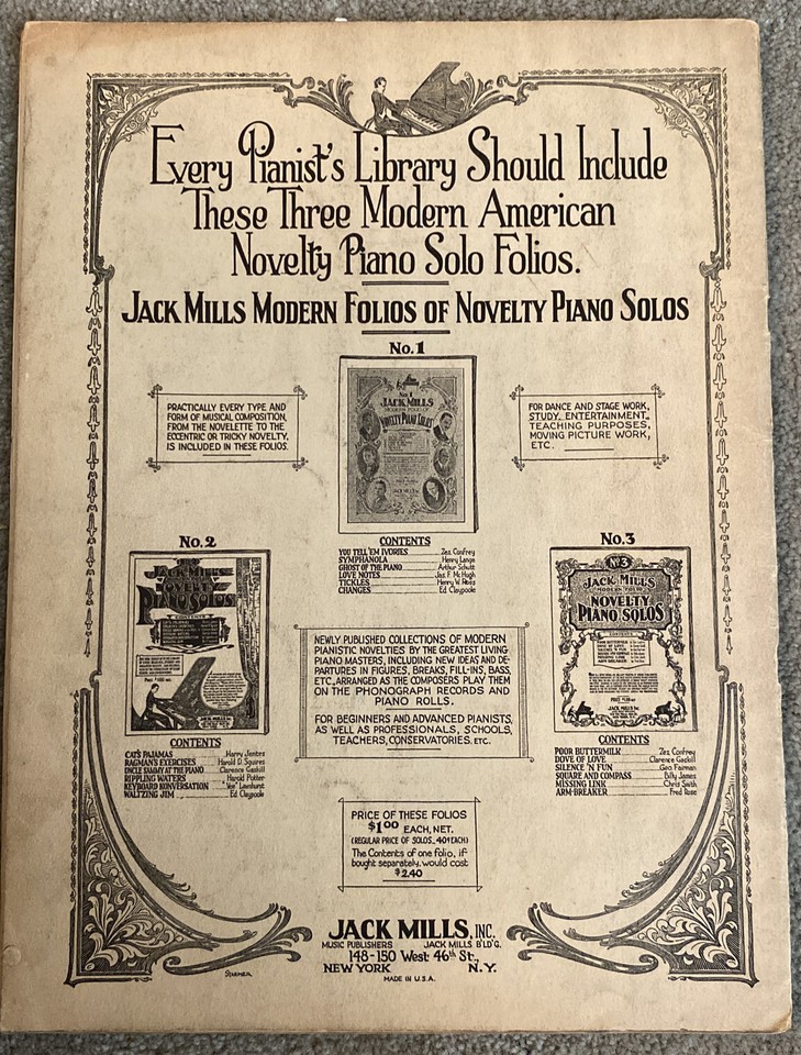 1924 JACK MILLS EDITION, INTERNATIONAL PIANO FAVORITES, Edit by ...